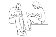 Students preparing to exams outline, a Person Illustration by Samui-Art