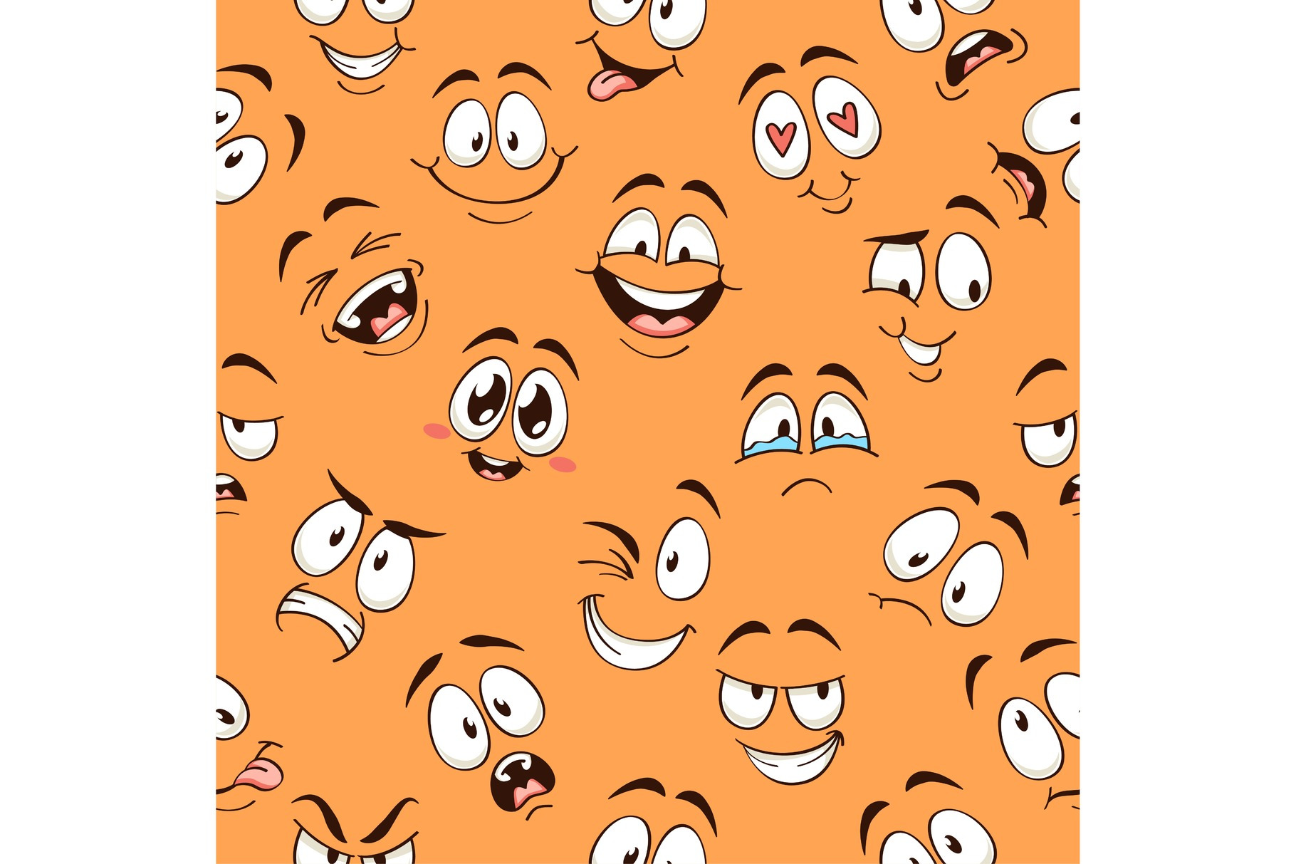 Cartoon faces seamless pattern, a Texture Graphic by YummyBuum
