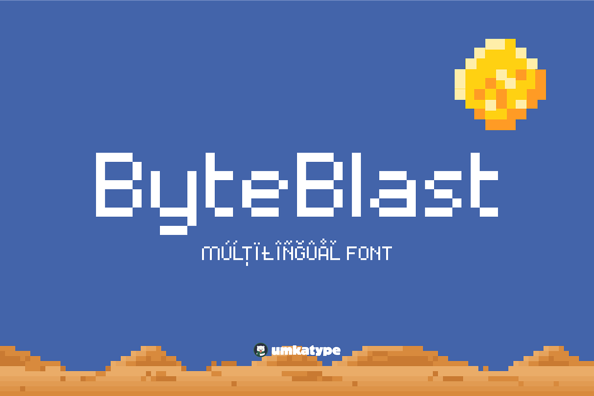 ByteBlast Pixel Game Font, a Sans Serif Font by alpercakici