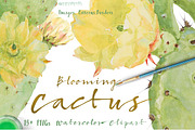 Blooming CACTUS-Clipart set, an Illustration by watercolorwild.graphics