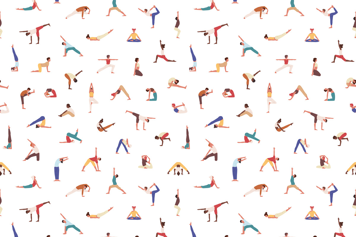 Yoga seamless patterns, a Pattern Graphic by Good Studio