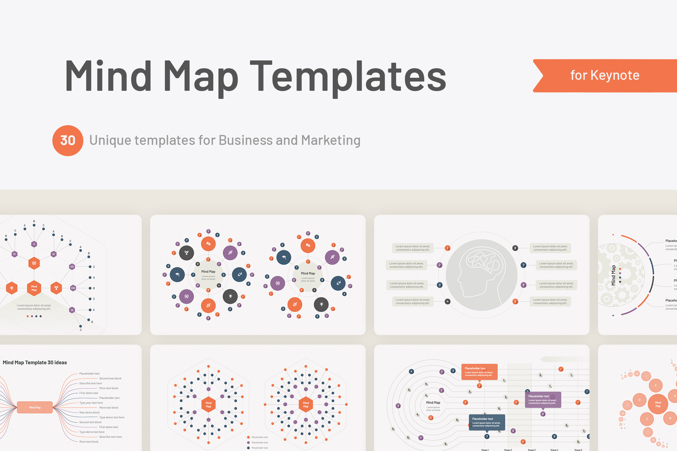 30 Unique Mind Map Keynote Templates