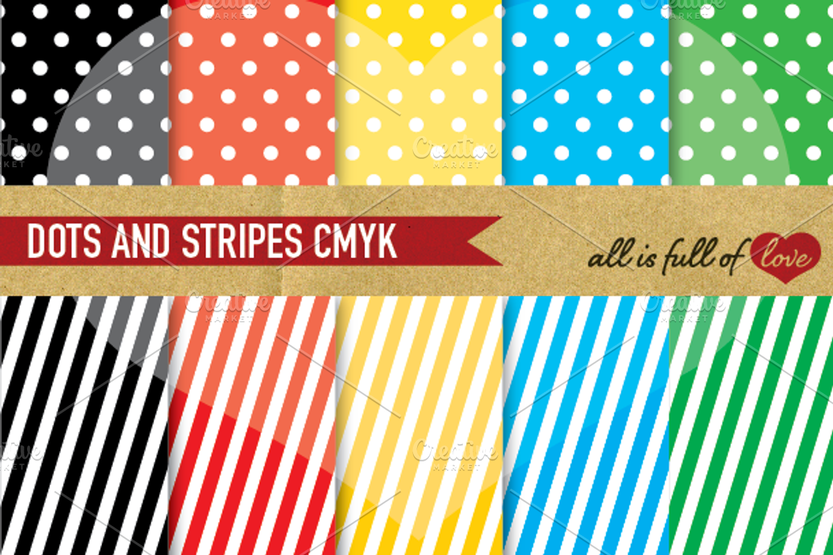 Polka Dot Stripes Digital Paper, a Pattern Graphic by All is full of Love