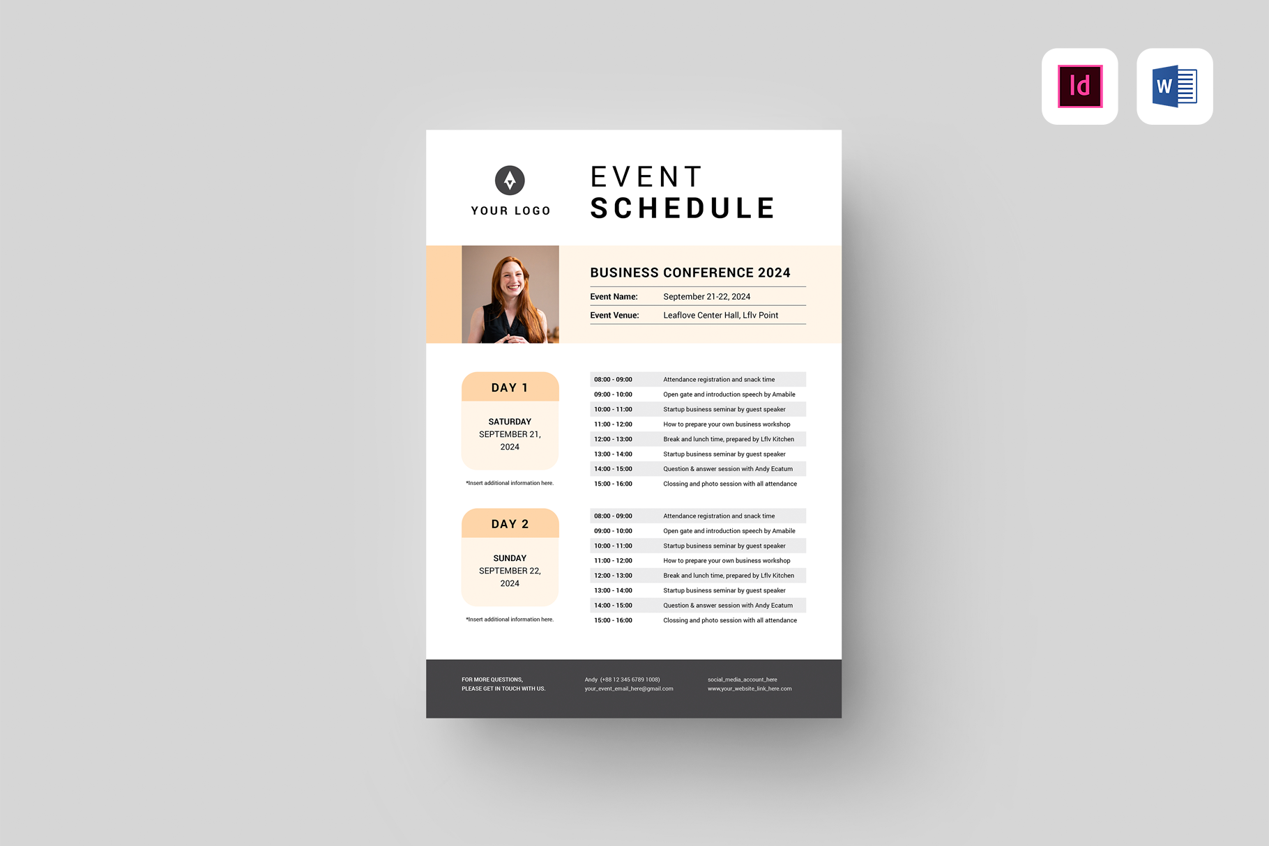 Event Schedule | MS Word & Indesign, a Flyer Template by Leaflove