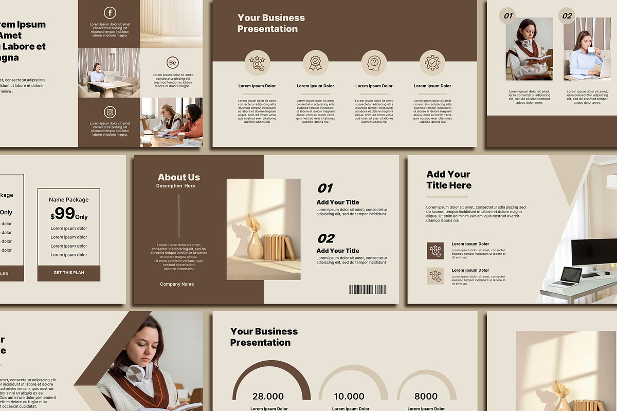 Brown PowerPoint Template Business, a Presentation Template by SKY CREATION