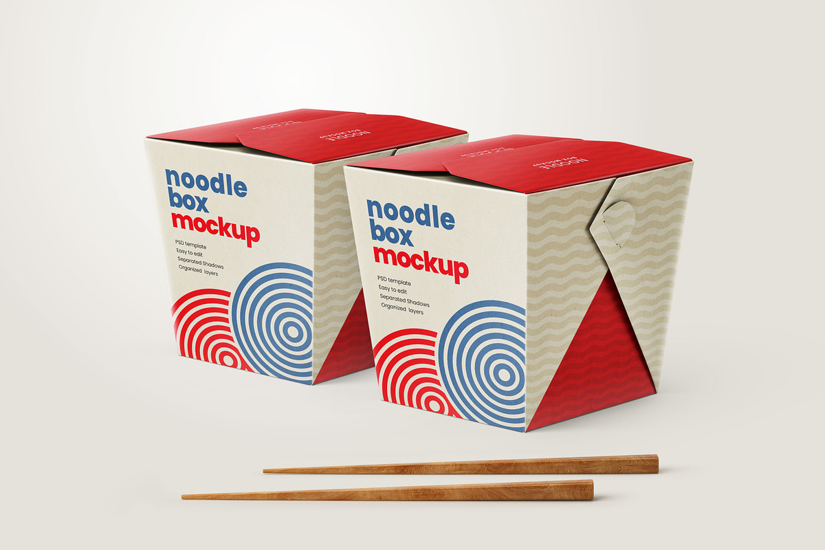 Noodle Box Mockup Set | Asian Food, a Cups & Container Mockup by Deeplab