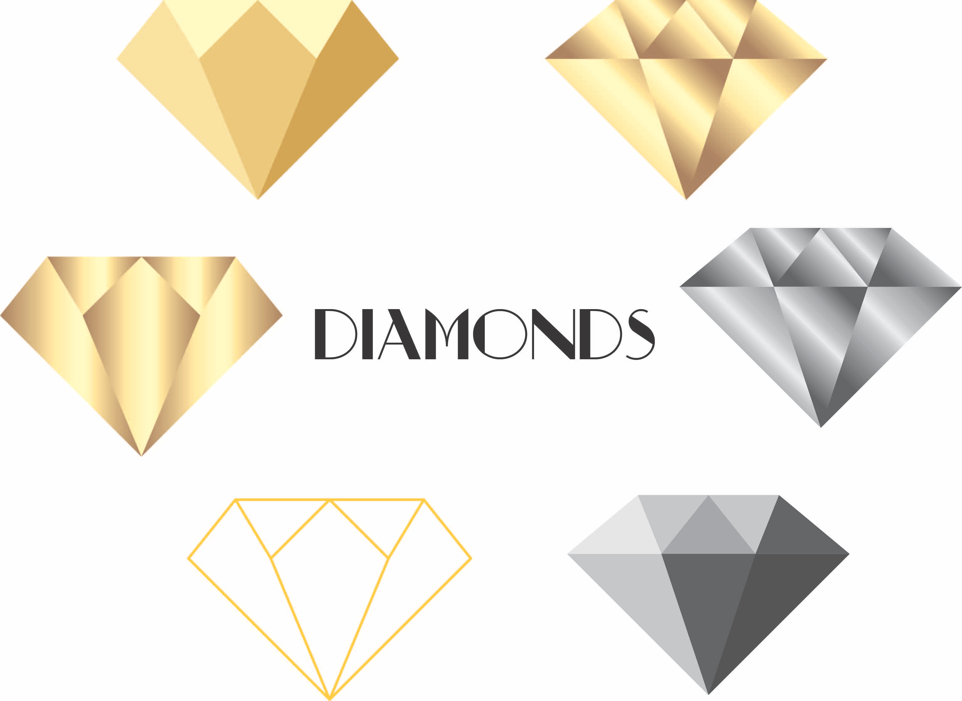 Gold and Silver Diamonds, Geometric, an Illustration by ...