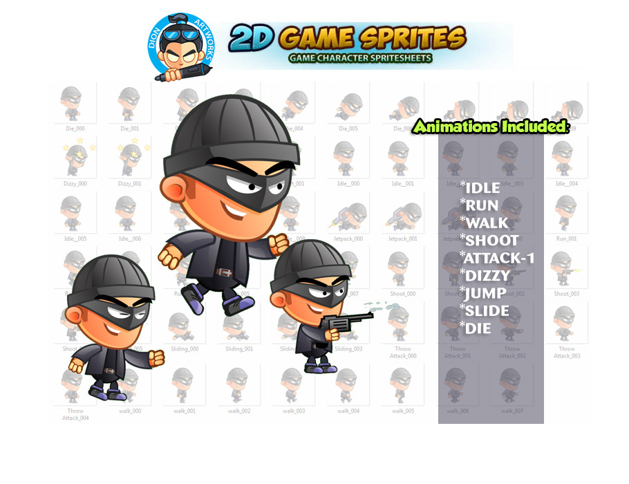 BadGuy 2D Game sprites, an Illustration by DionArtworks