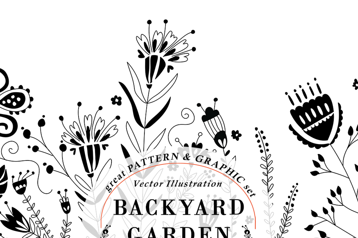 Backyard Garden Folk Art, a Pattern Graphic by Arie Clares