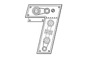 Mechanical number 7 engraving vector illustration, an Illustration by ...