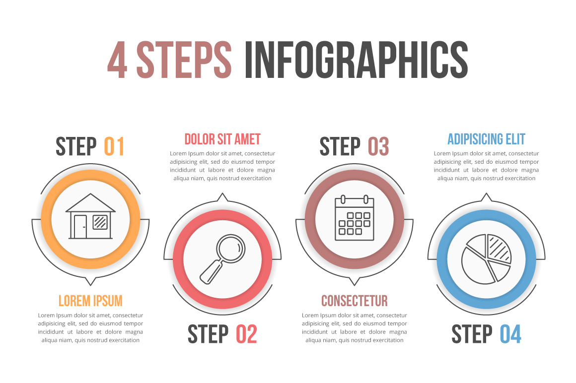 Process Diagram with Four Steps, a Graphic by PixMarket