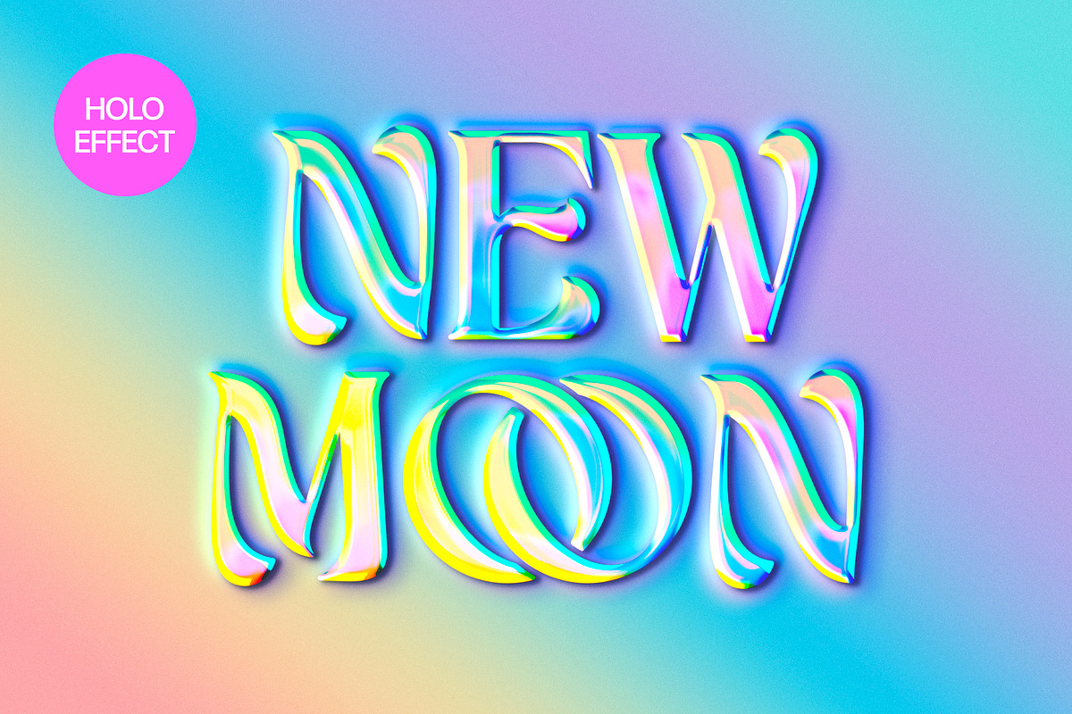 Holo Iridescent Text & Logo Effect, a Layer Style Add-On by Design Squad
