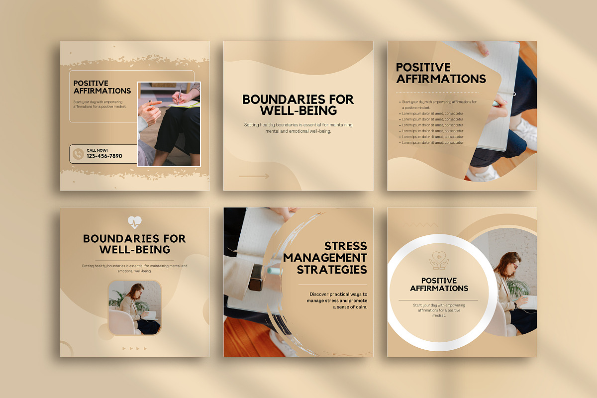 Therapist Instagram Canva Templates, a Social Media Template by Snapybiz