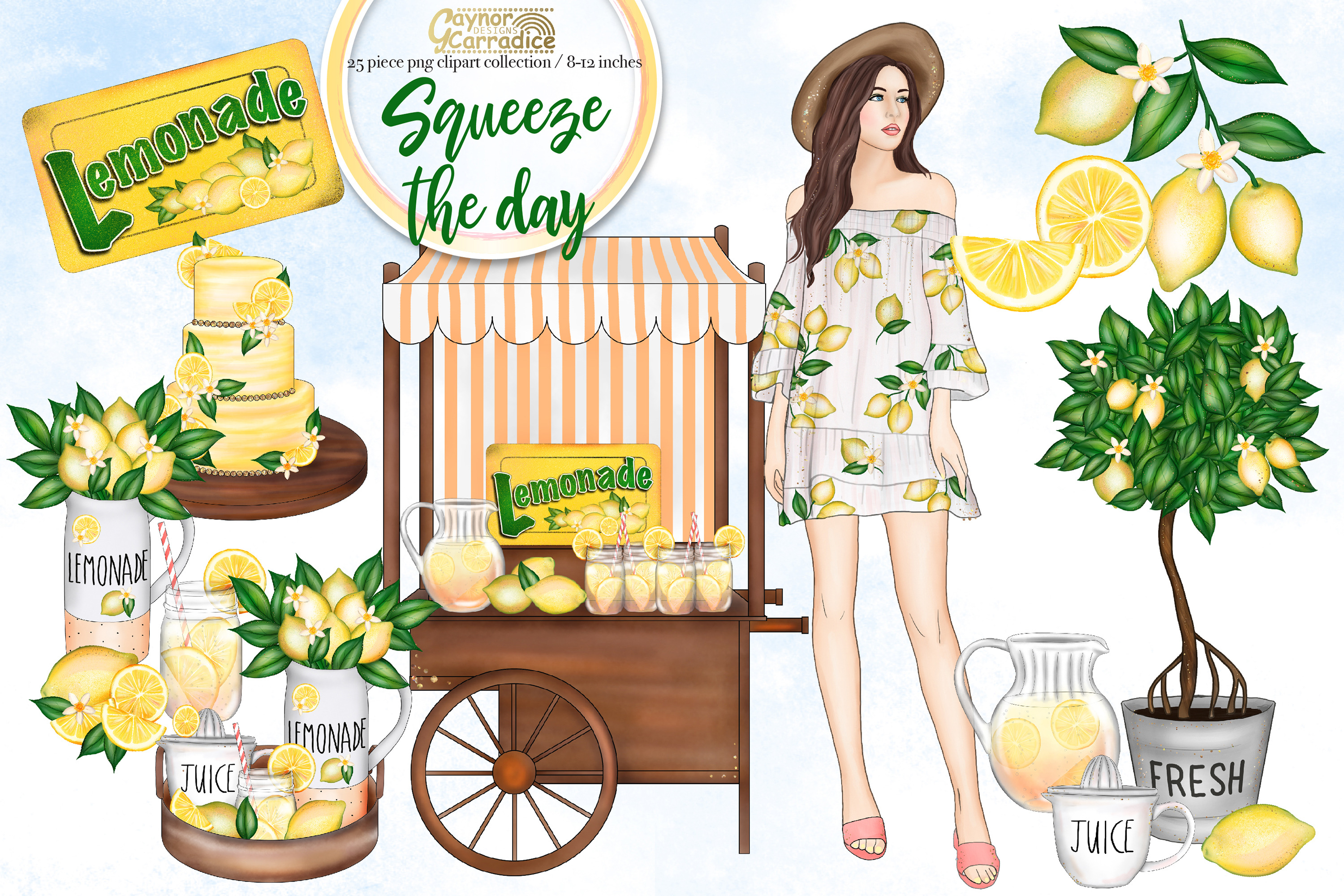 Summer lemons clipart collection, an Illustration by Gaynor Carradice ...