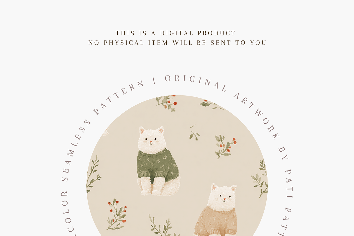 Cute Cats in Cozy Sweaters Seamless Pattern PNG