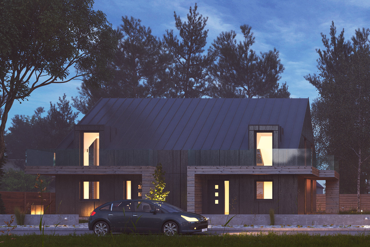 Vray Night Pro Setup Scene - House, an Architecture 3D Model by VisualCG