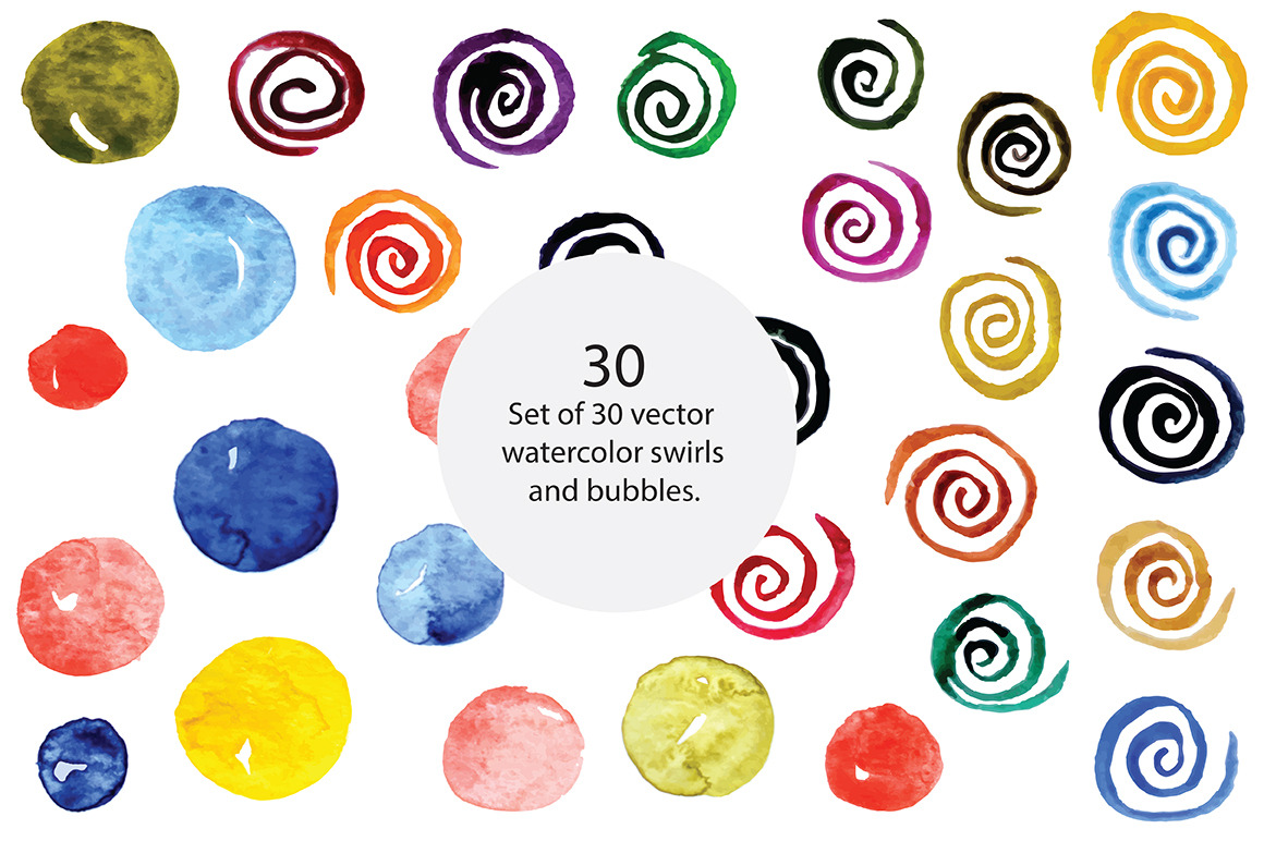 Watercolor vector circles and spiral, a Pattern Graphic by risovanya