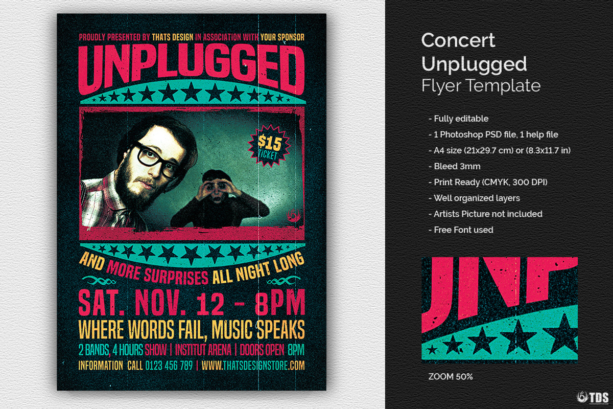 Concert Unplugged Flyer Template, a Flyer Template by ThatsDesign Art
