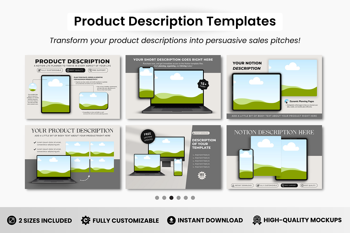 Notion Template Canva Mockups Bundle