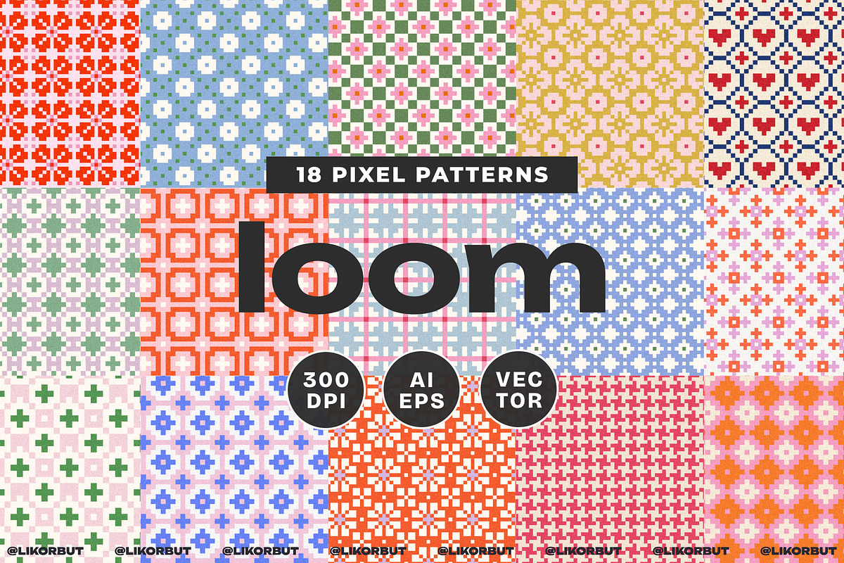 Geometric Jacquard Pixel Patterns