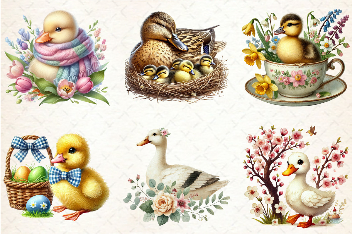 Spring Duck Sublimation Clipart, a Seasonal Illustration by Rose Art