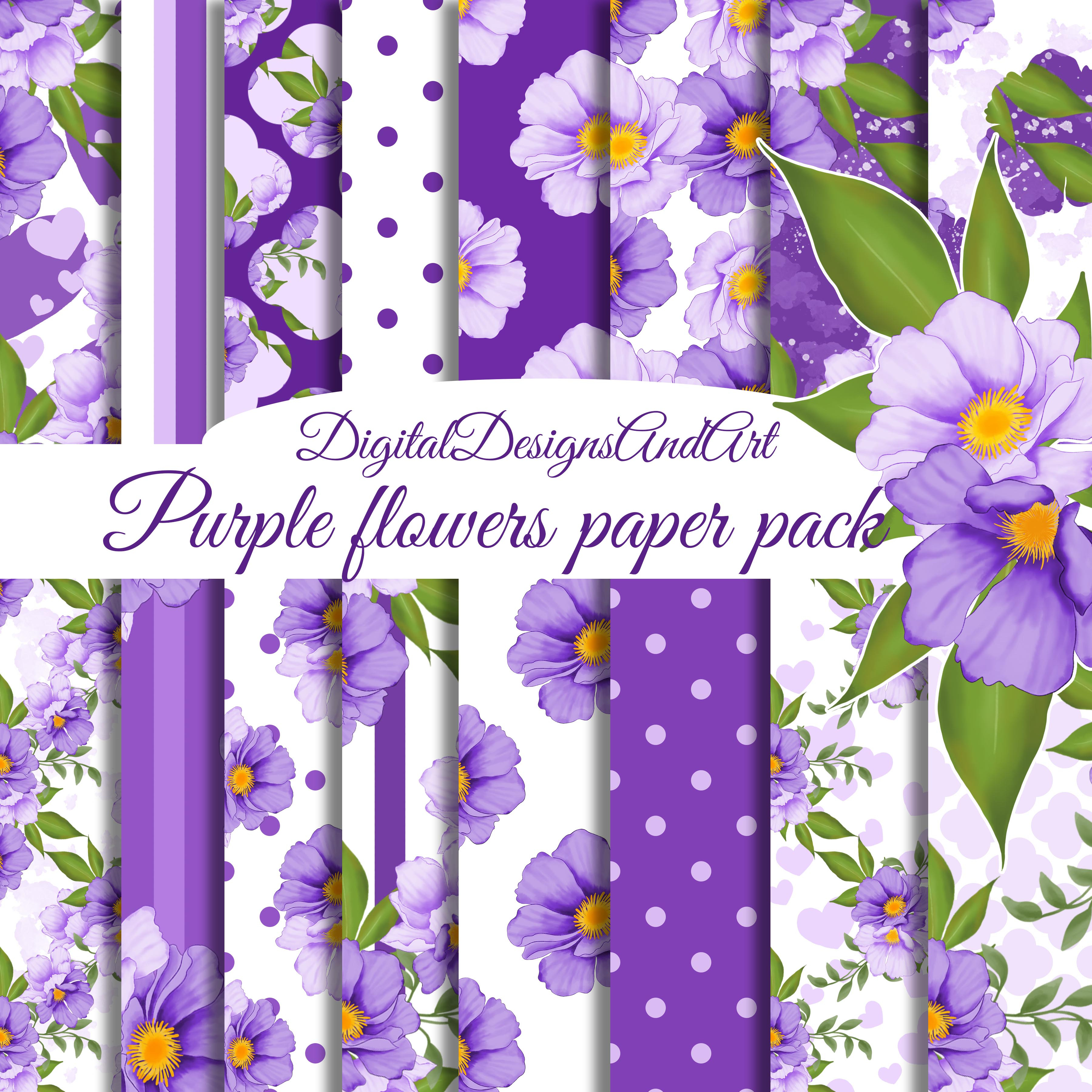 Purple flowers, a Pattern Graphic by DarinaDigital