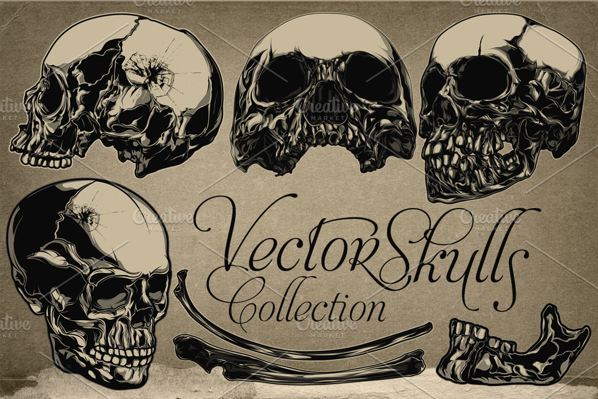 Vector Skulls Collection, an Illustration by the-sastra