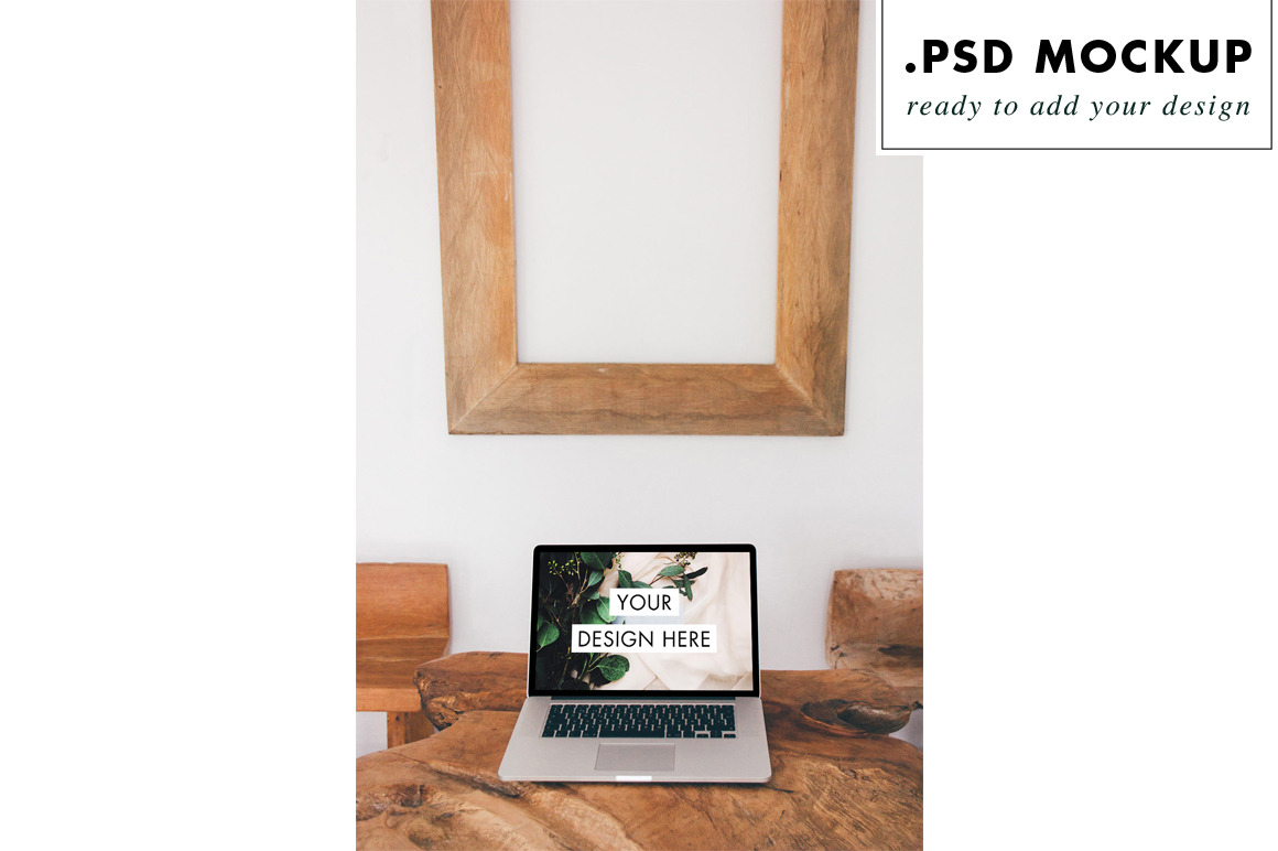 rustic wood table mockup, a Mac Mockup by Travelling Mockups
