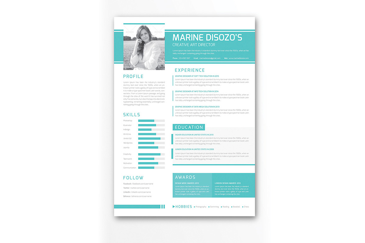 Clean Resume Template, a Resume Template by Creative designer