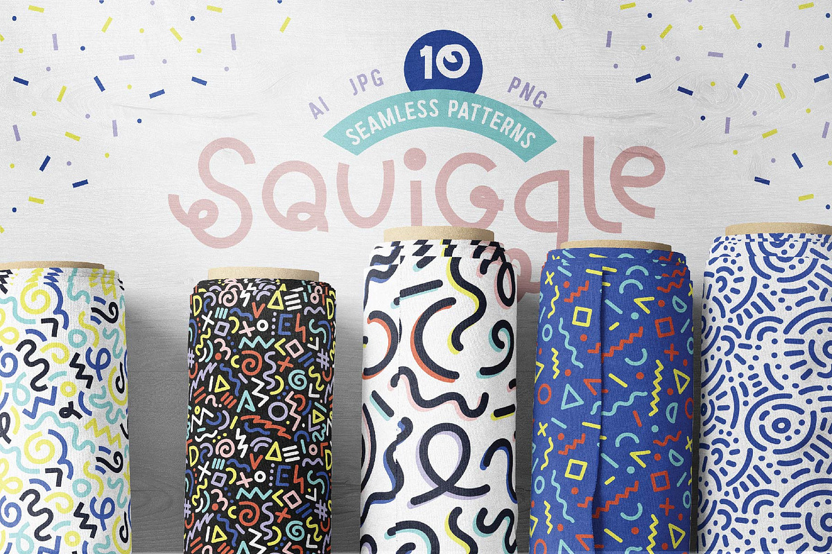 Squiggle - Abstract Memphis Patterns, a Pattern Graphic by Anugraha Design
