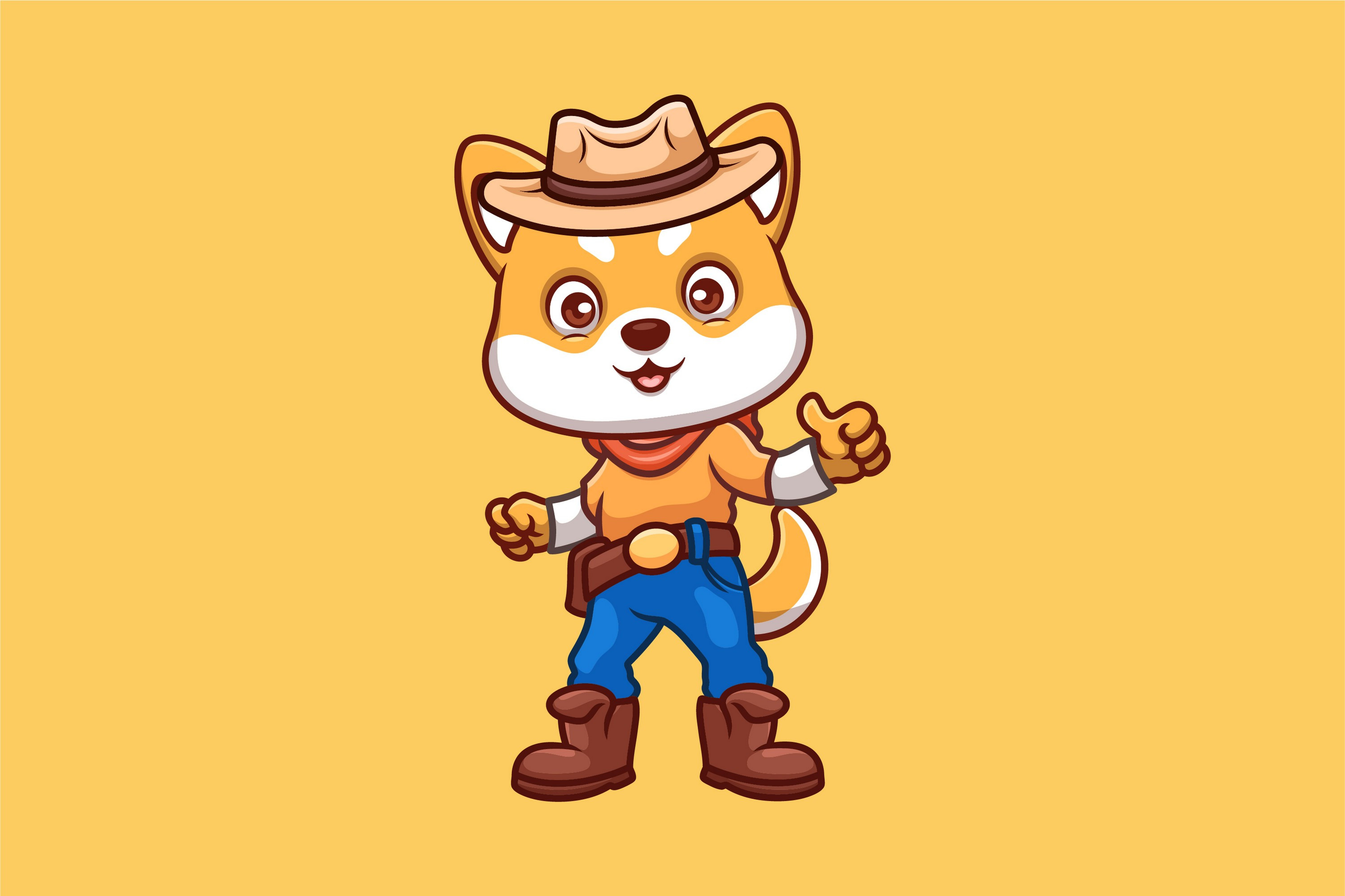 Cowboy Shiba Inu Cute Cartoon, an Animal Illustration by Gumrega Studio