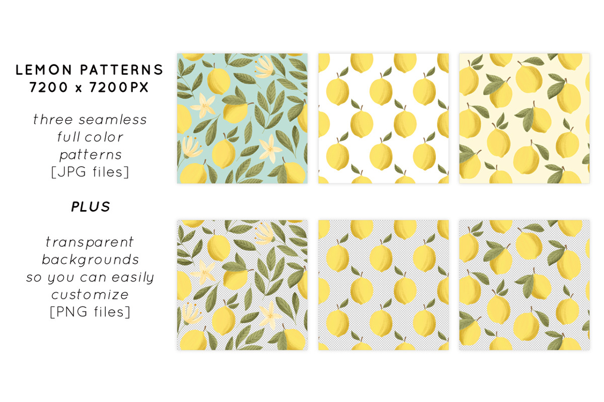 Lovely Lemons Clip Art + Patterns, an Illustration by k.becca