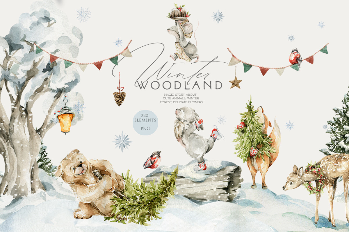 Christmas animals Winter woodland, an Animal Illustration by 60secondsArt