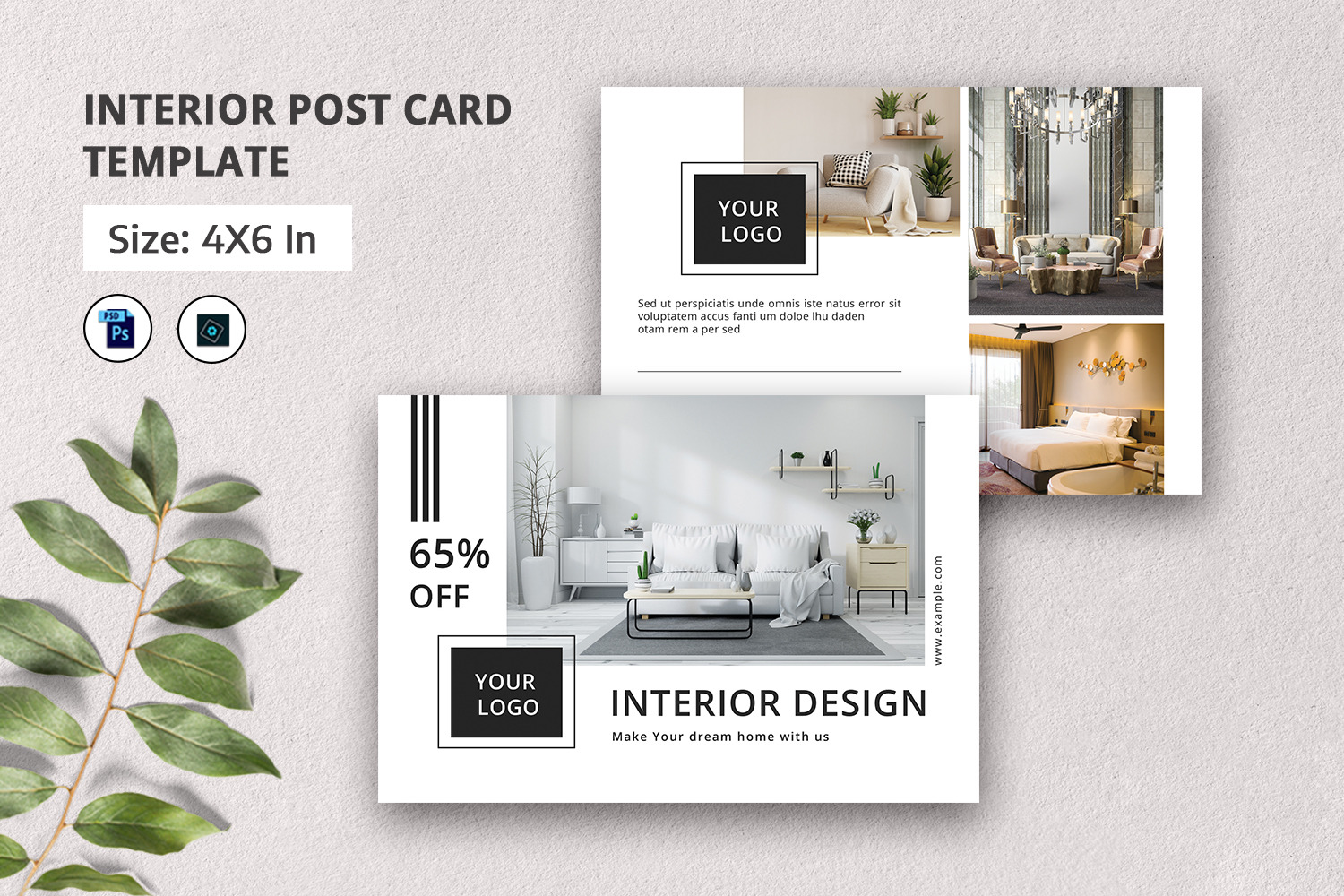 Interior Design Postcard V01, a Card Template by Template Shop