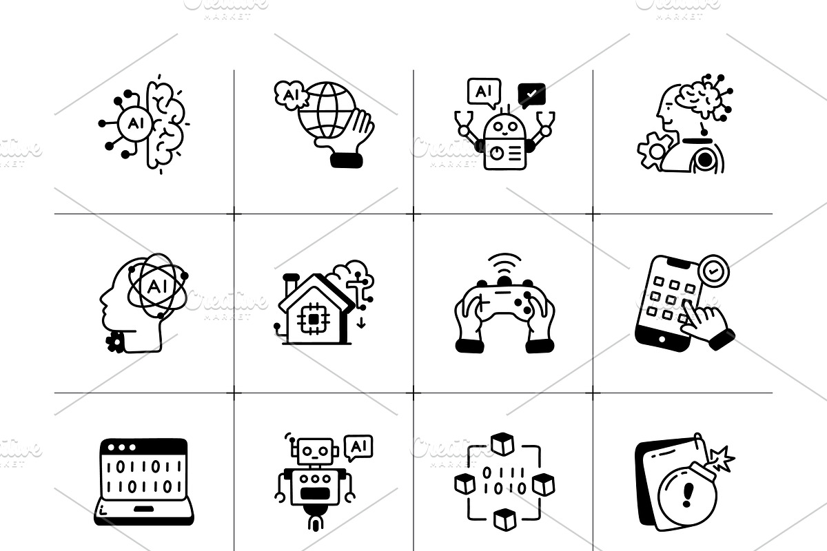 Hand Drawn Animated AI Icons