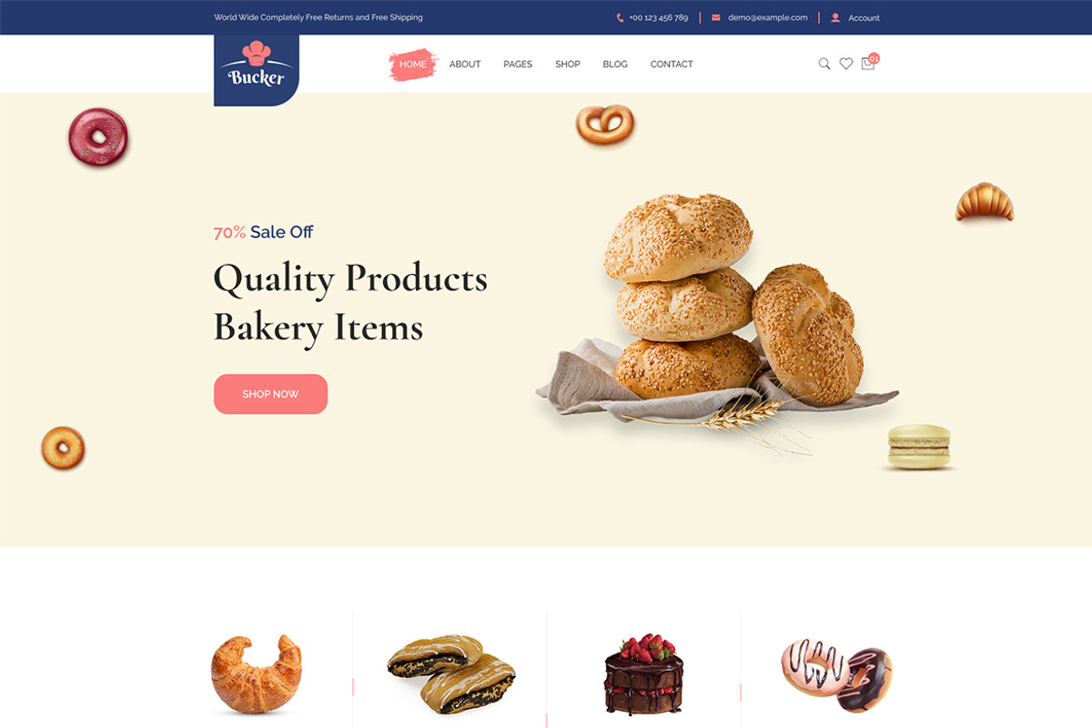 Bakery Shop HTML Template – Bucker, a Bootstrap Template by HasThemes