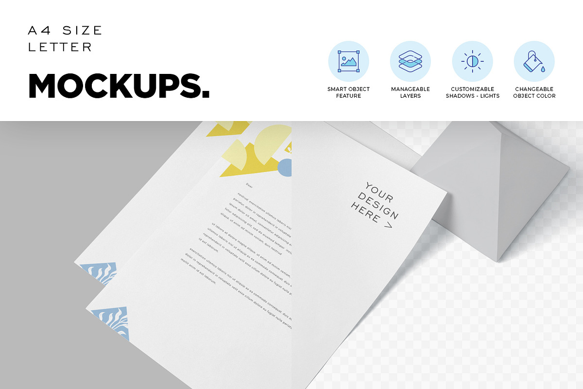 A4 Size Letter Mockups, a Print Template by DesignNeutrons