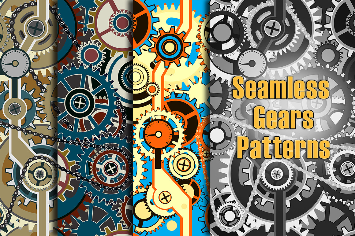 Seamless Gears Patterns Vol.2, a Pattern Graphic by Wpadington