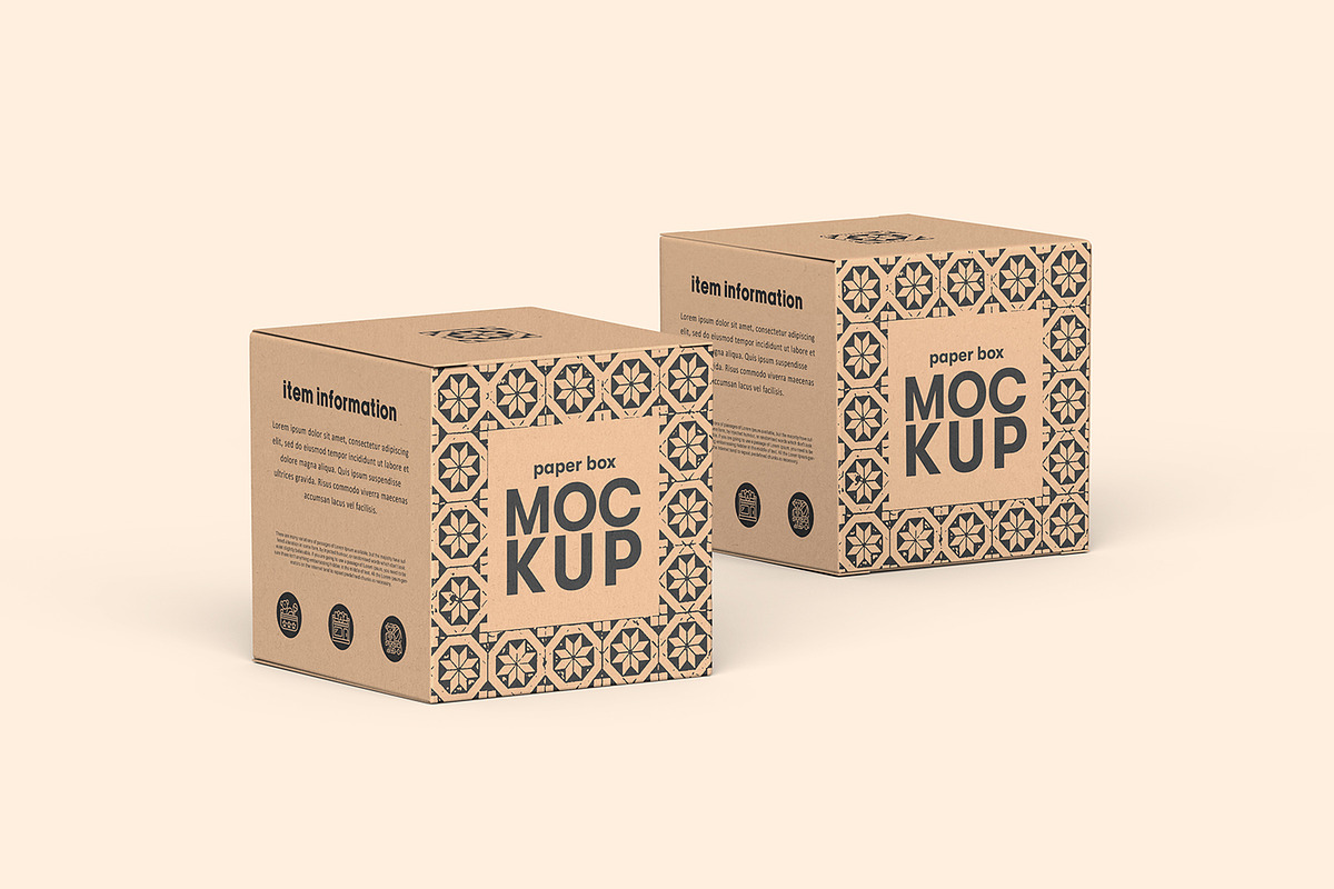 Square Kraft Box Mockup PSD