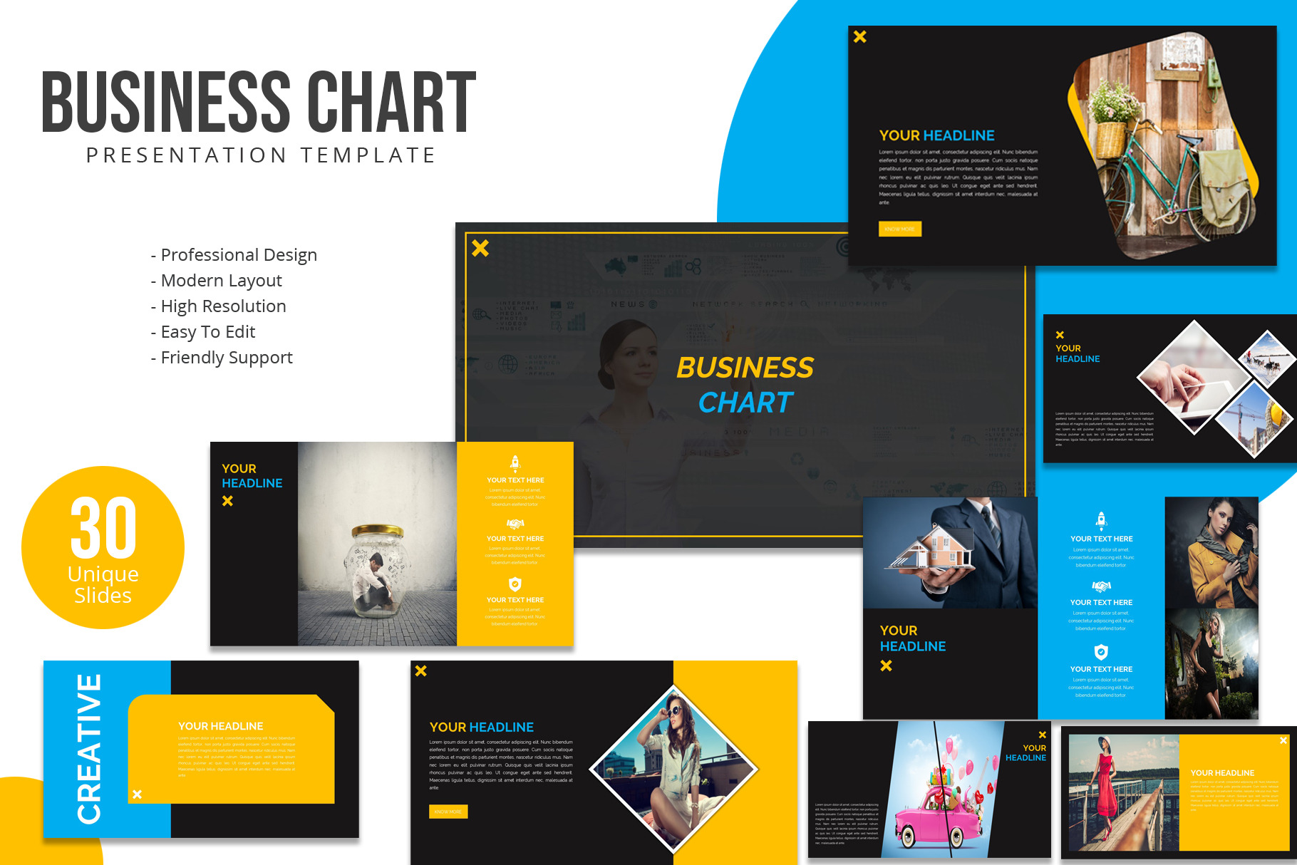 Business Chart Powerpoint Template, a Presentation Template by Creative ...