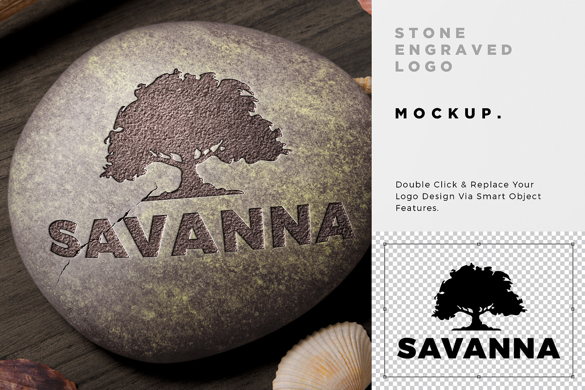Carved Stone Logo Mockup, a Product Mockup by GfxFoundry