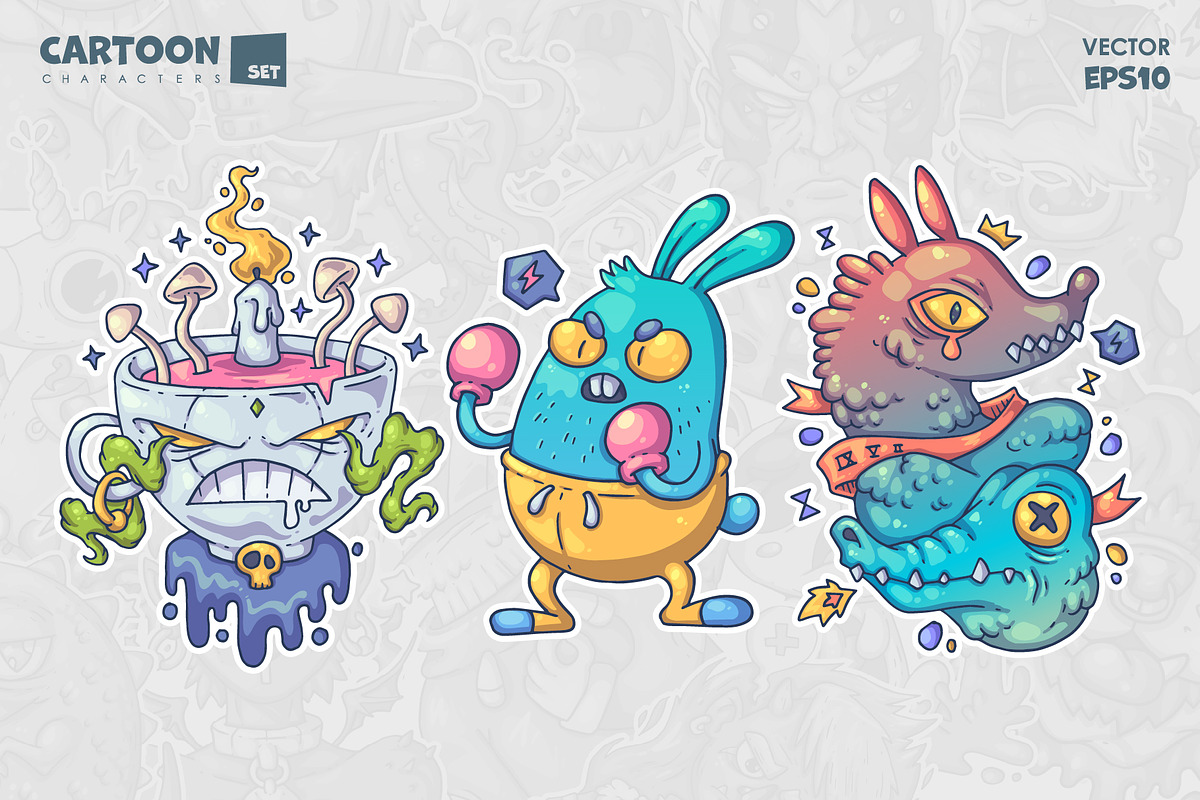 Cartoon Characters Set, a Decorative Illustration by Andrew_Derr ...