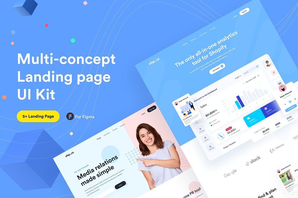 Multi-concept Landing page UI Kit