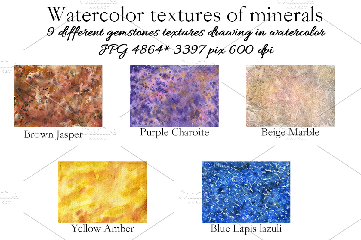 Watercoolor textures of minerals, a Texture Graphic by cat_arch_angel