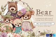 Bear Family Portraits - Bear Clipart, an Illustration by Pretty Little ...
