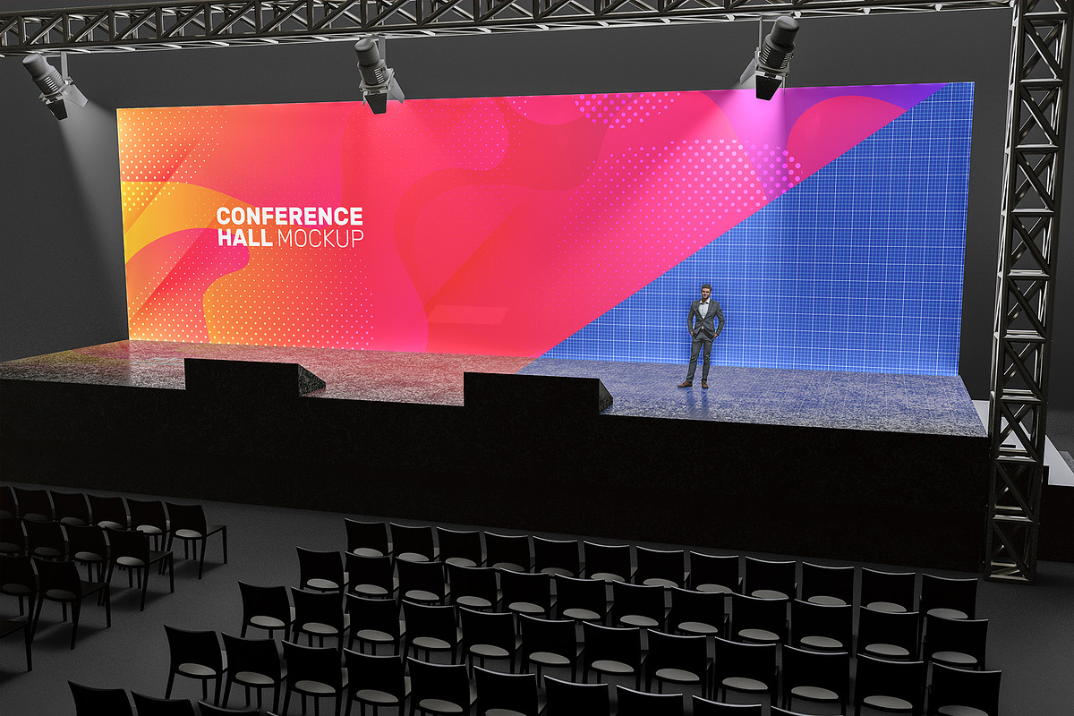 Conference Hall Screen Mockup, a Product Mockup by Illusiongraphic