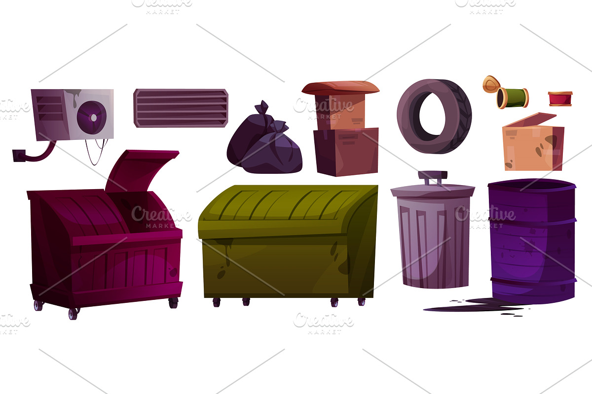 Cartoon set of garbage and waste, an Object Graphic by art PVP - market ...