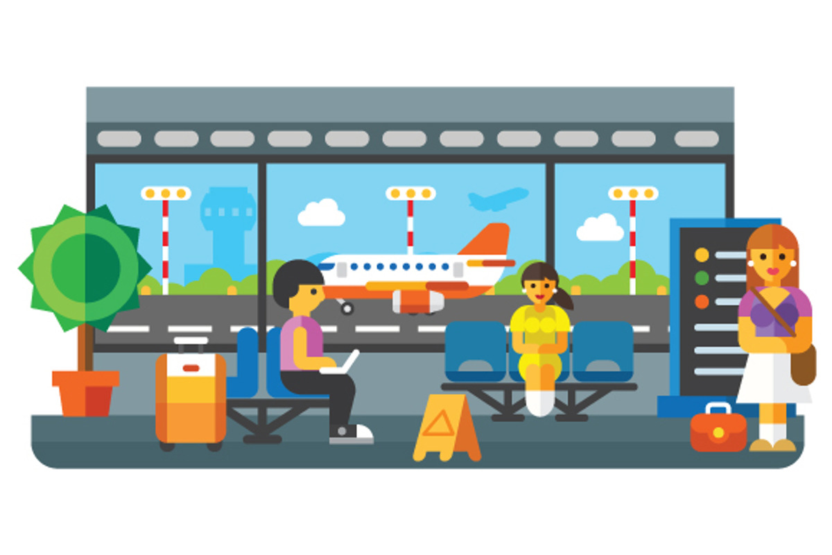 Check at the airport, a Person Illustration by TastyVector
