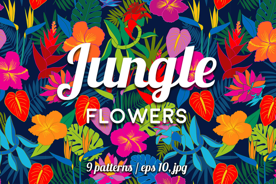 Jungle Flowers, a Pattern Graphic by Anastasia