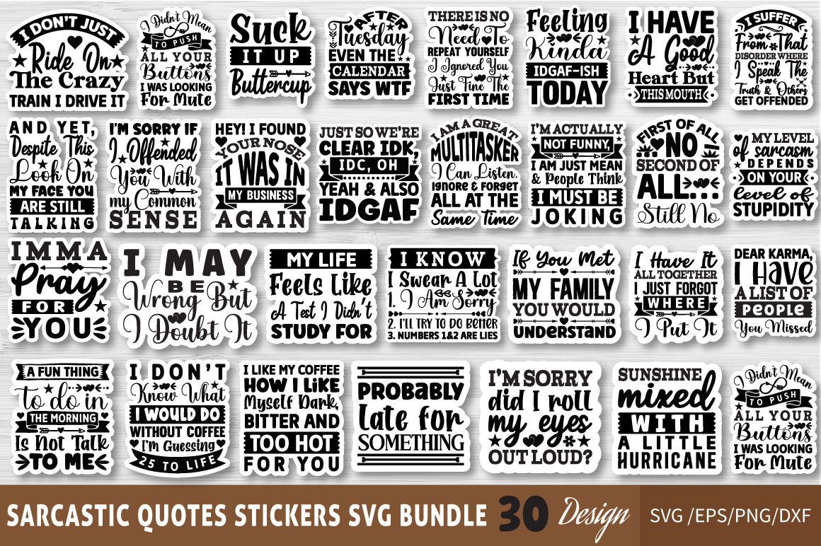 Sarcastic Stickers SVG Bundle, an Object Graphic by DollarSmart